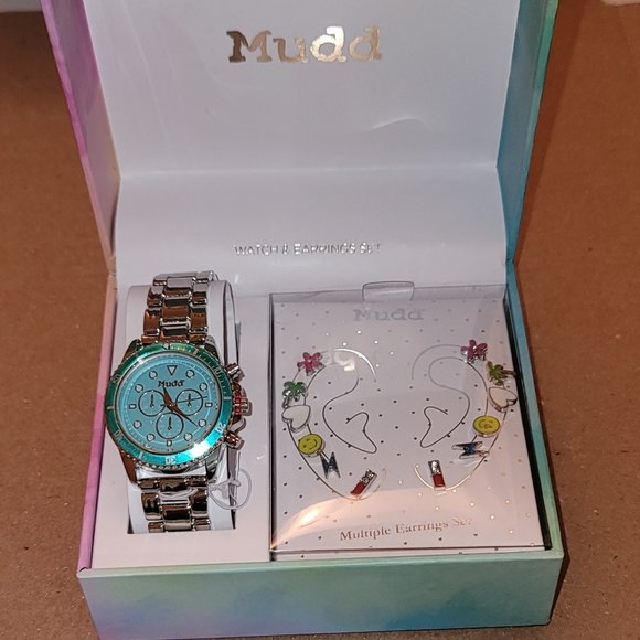 Mudd | Accessories | Nib Mudd Watch Earrings Gift Set Turquoise | Poshmark